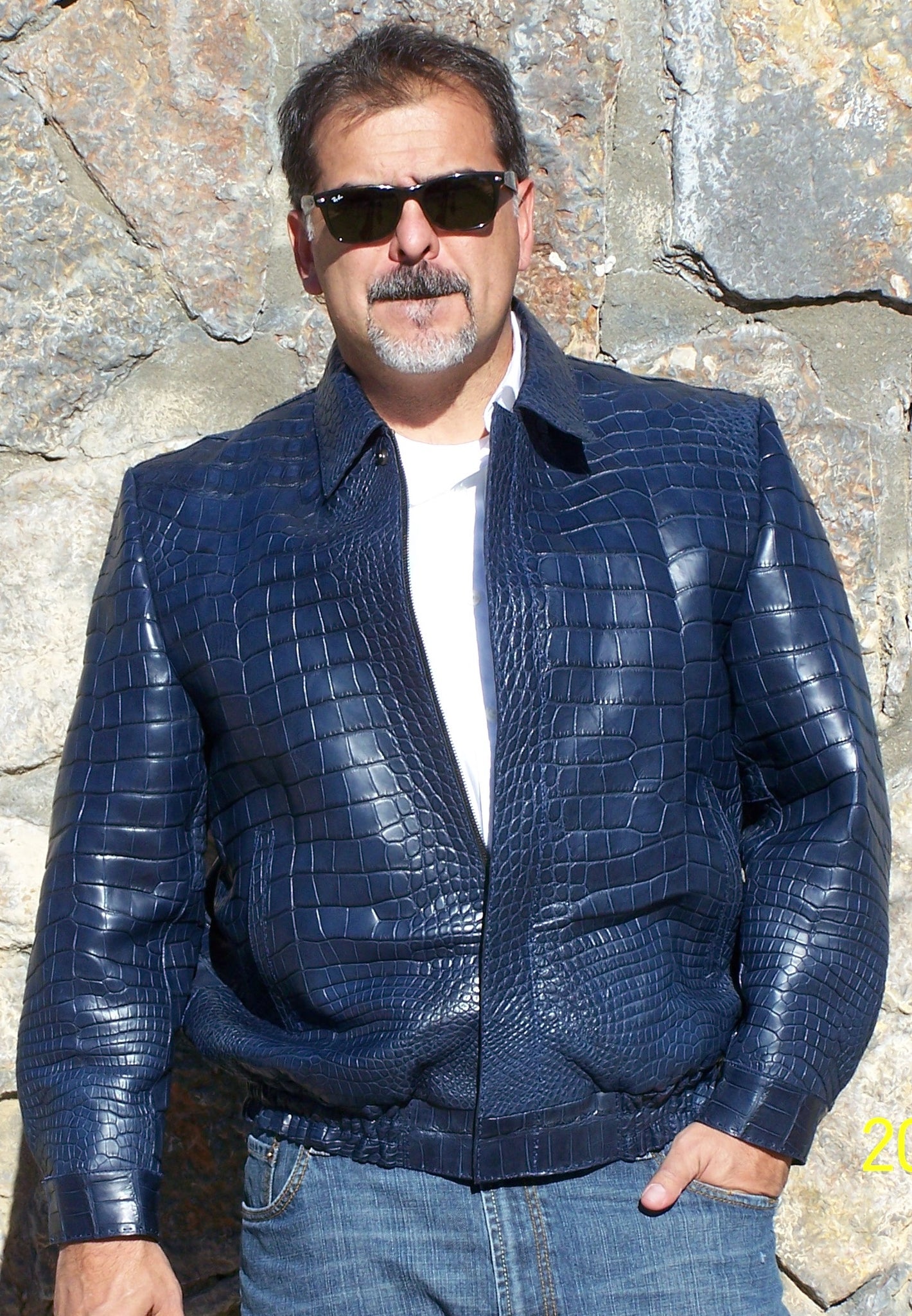 Genuine American Full Alligator / Crocodile Belly Bomber Jacket